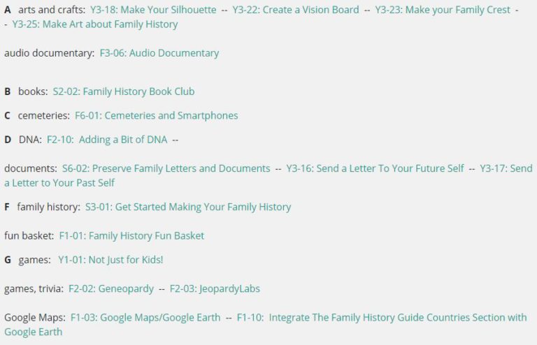 Activities Pages: Adding an Index and Trackers – The Family History ...